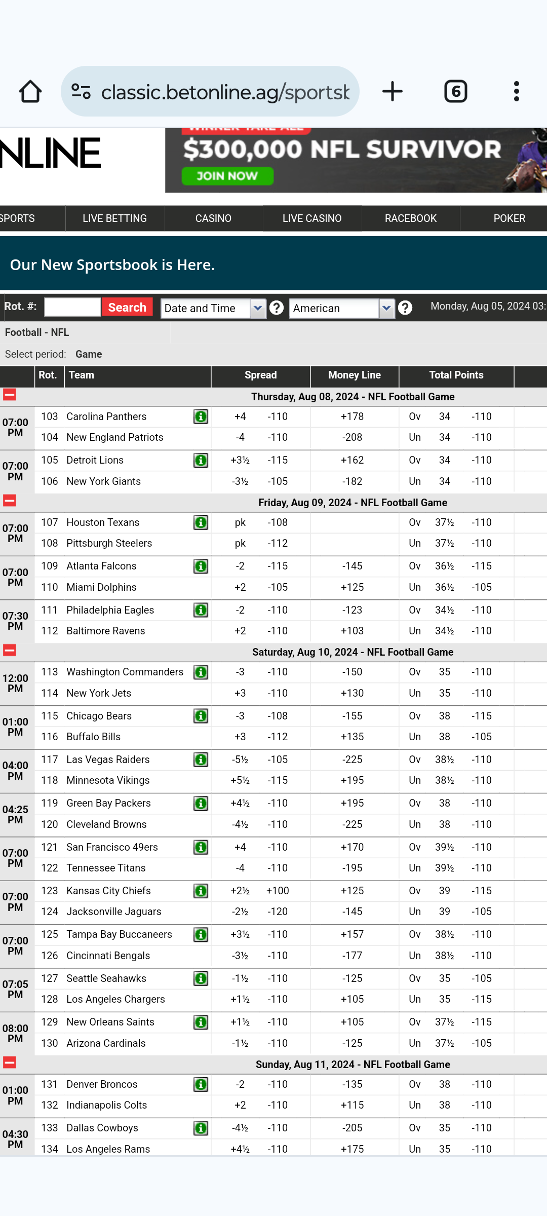 NFL Preseason Week 1 is here!