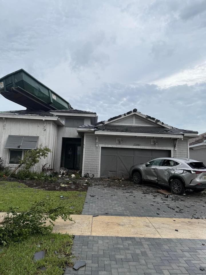 Tropicana field the whole damn roof is gone.
