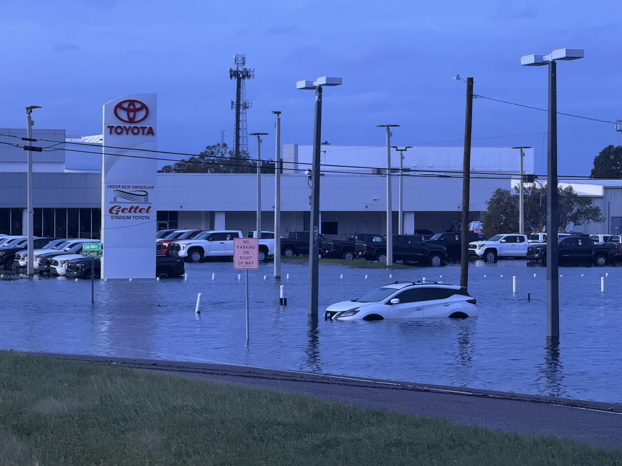 Tropicana field the whole damn roof is gone.