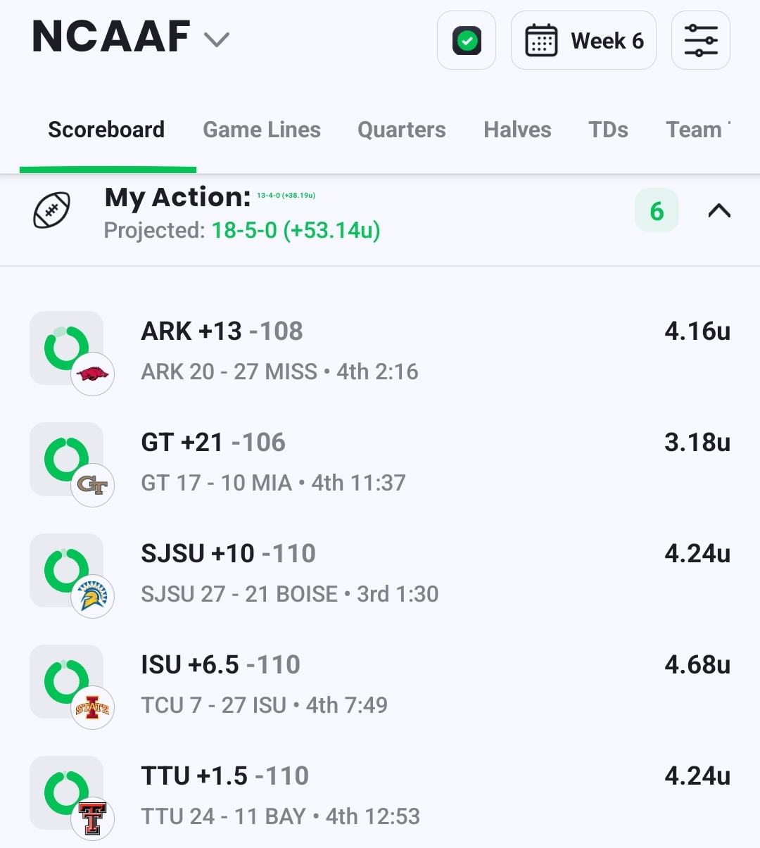 Saturday CFB................................ 6 pack